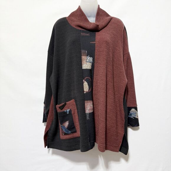 Ali Miles | Sweaters | Ali Miles Womens X Brown Black Geometric Cawl ...